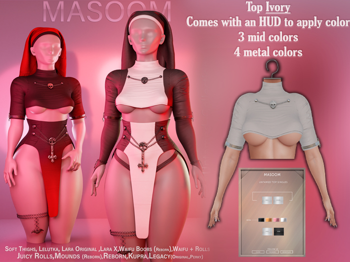 Second Life Marketplace - [[ Masoom ]] Untamed Top - Ivory